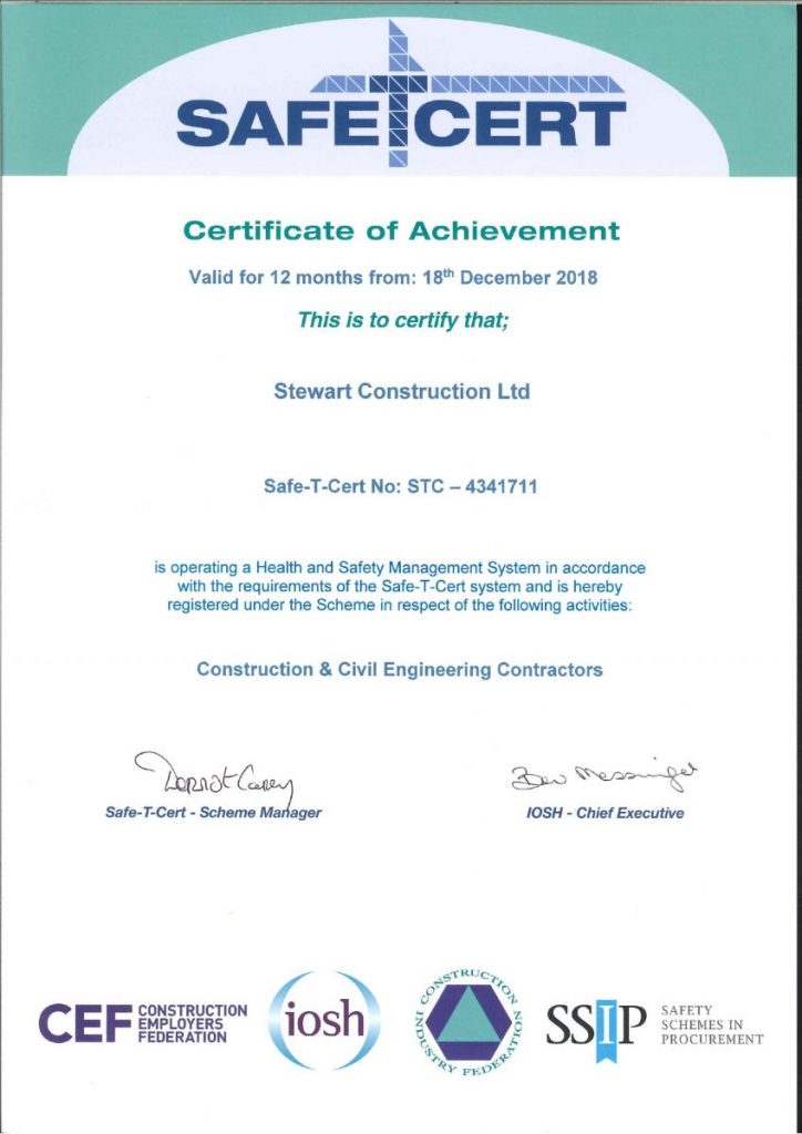 Safe-T Cert 2018-2019 - Stewart Construction